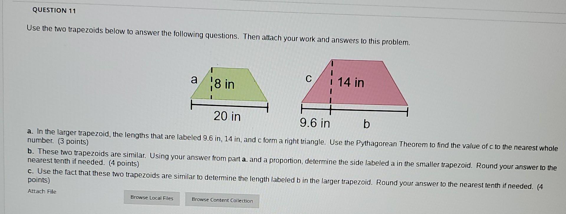 Solved QUESTION 11 Use the two trapezoids below to answer | Chegg.com