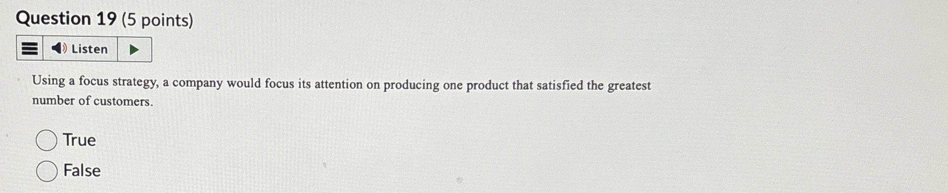 Solved Question 19 (5 ﻿points)ListenUsing a focus strategy, | Chegg.com