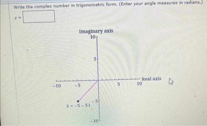 Solved Write the complex number in trigonometric form. | Chegg.com