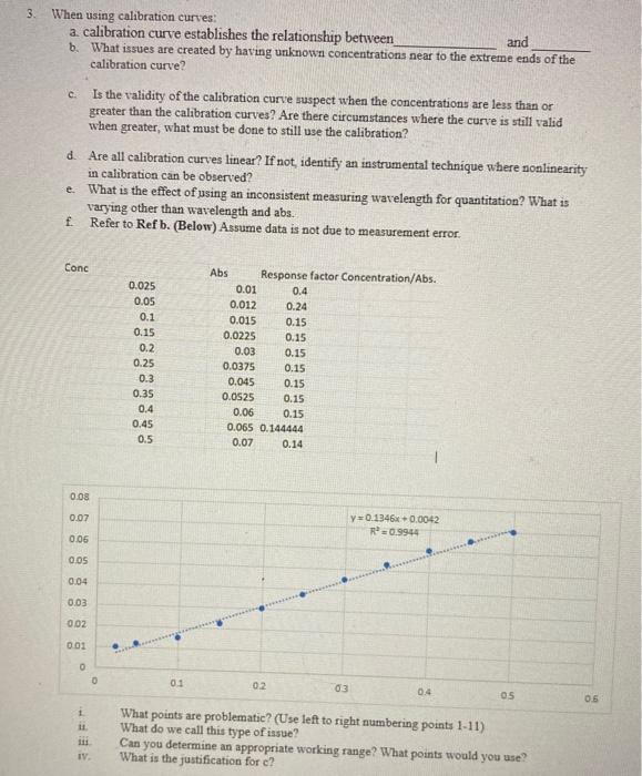 3. When using calibration curves: a. calibration | Chegg.com