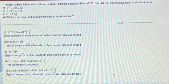 Solved A random variable follows the continuous uniform | Chegg.com