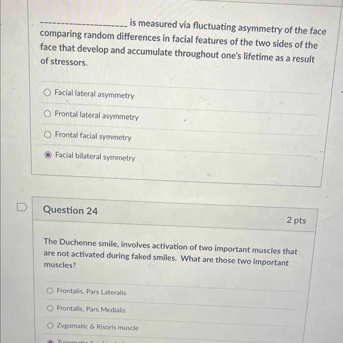 is measured via fluctuating asymmetry of the face | Chegg.com