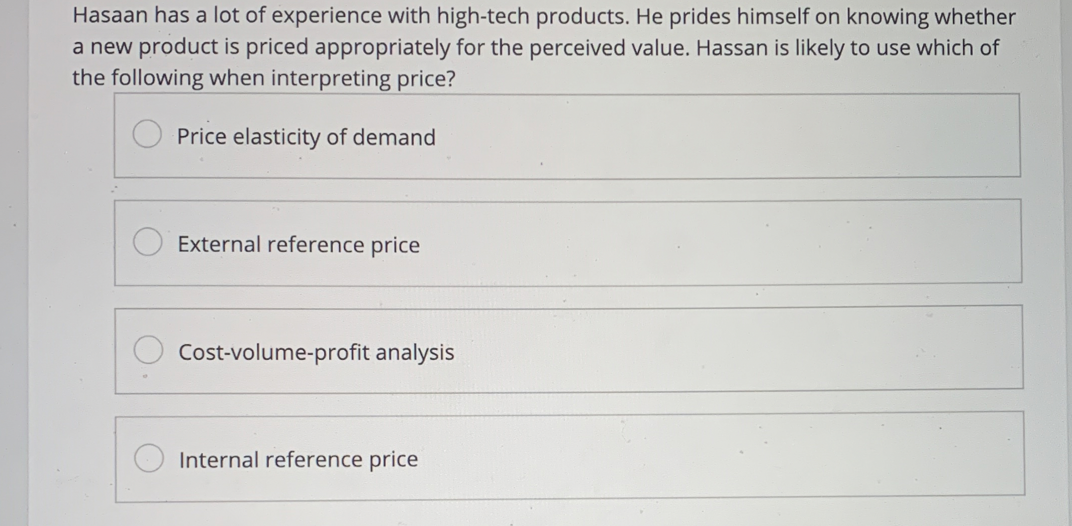 Solved Hasaan has a lot of experience with high-tech | Chegg.com
