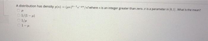 Solved μ 1/(1−μ) 1/μ 1−μ | Chegg.com