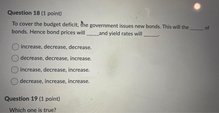 Solved To cover the budget deficit, the government issues | Chegg.com