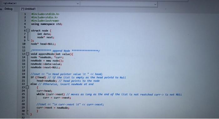 Solved Iglobals! Debug t'i Untitled1 1 Binclude 2 sinclude 3 | Chegg.com
