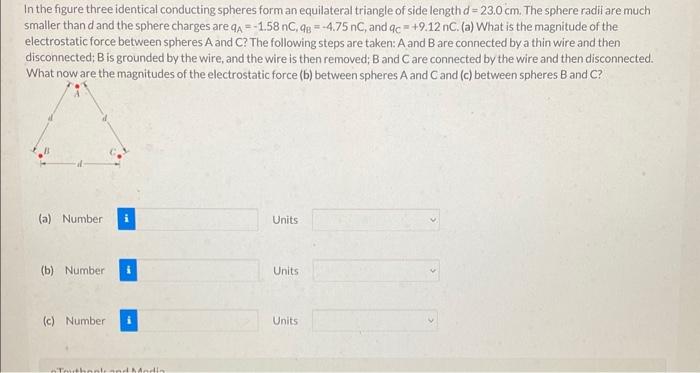 Solved In the figure three identical conducting spheres form | Chegg.com