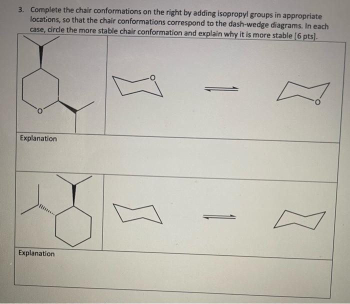 Solved 3. Complete the chair conformations on the right by | Chegg.com