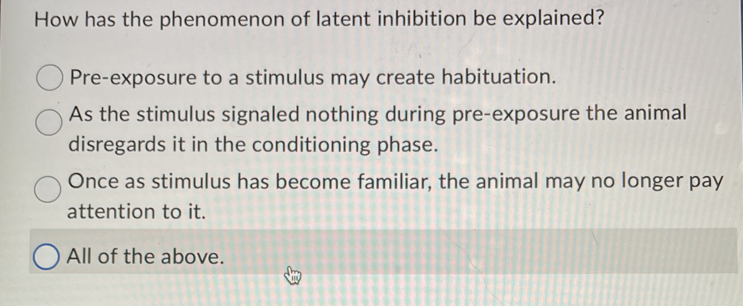 Solved How has the phenomenon of latent inhibition be | Chegg.com