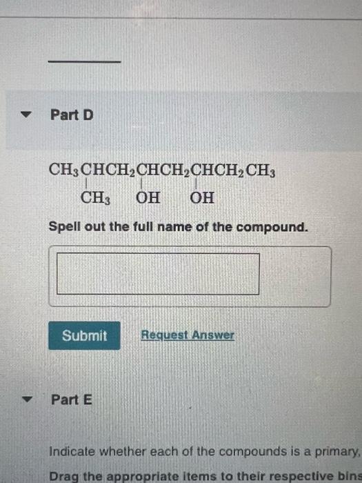 Solved Part B CH, CH3C CH, CH2CH2C1 OH Spell out the full | Chegg.com