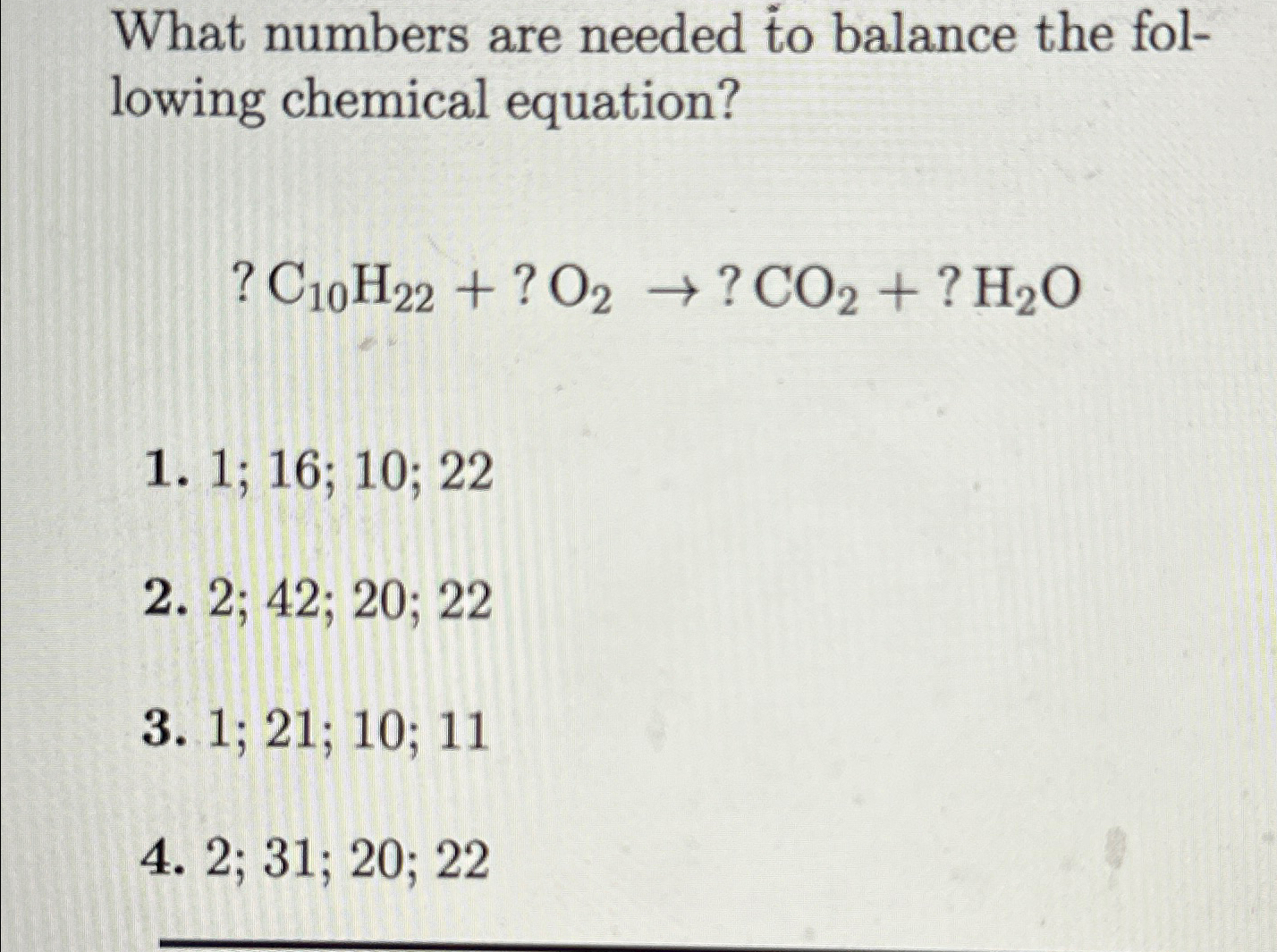 Solved What numbers are needed to balance the following | Chegg.com