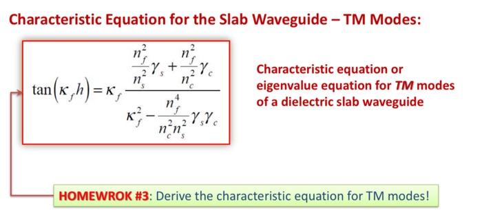 Solved Characteristic Equation for the Slab Waveguide - TM | Chegg.com