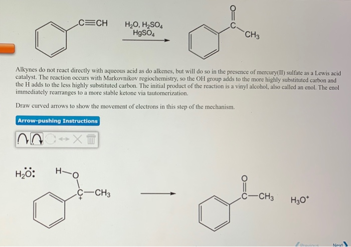 Solved C CH H20, H2SO4 H9SO4 CH3 Alkynes do not react | Chegg.com