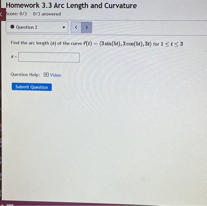 Solved Find the arc length (s) of the curve | Chegg.com