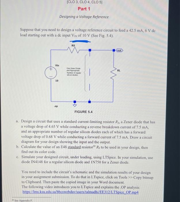 Solved [CLO 3, CLO4, CLO5] Part 1 Designing a Voltage | Chegg.com