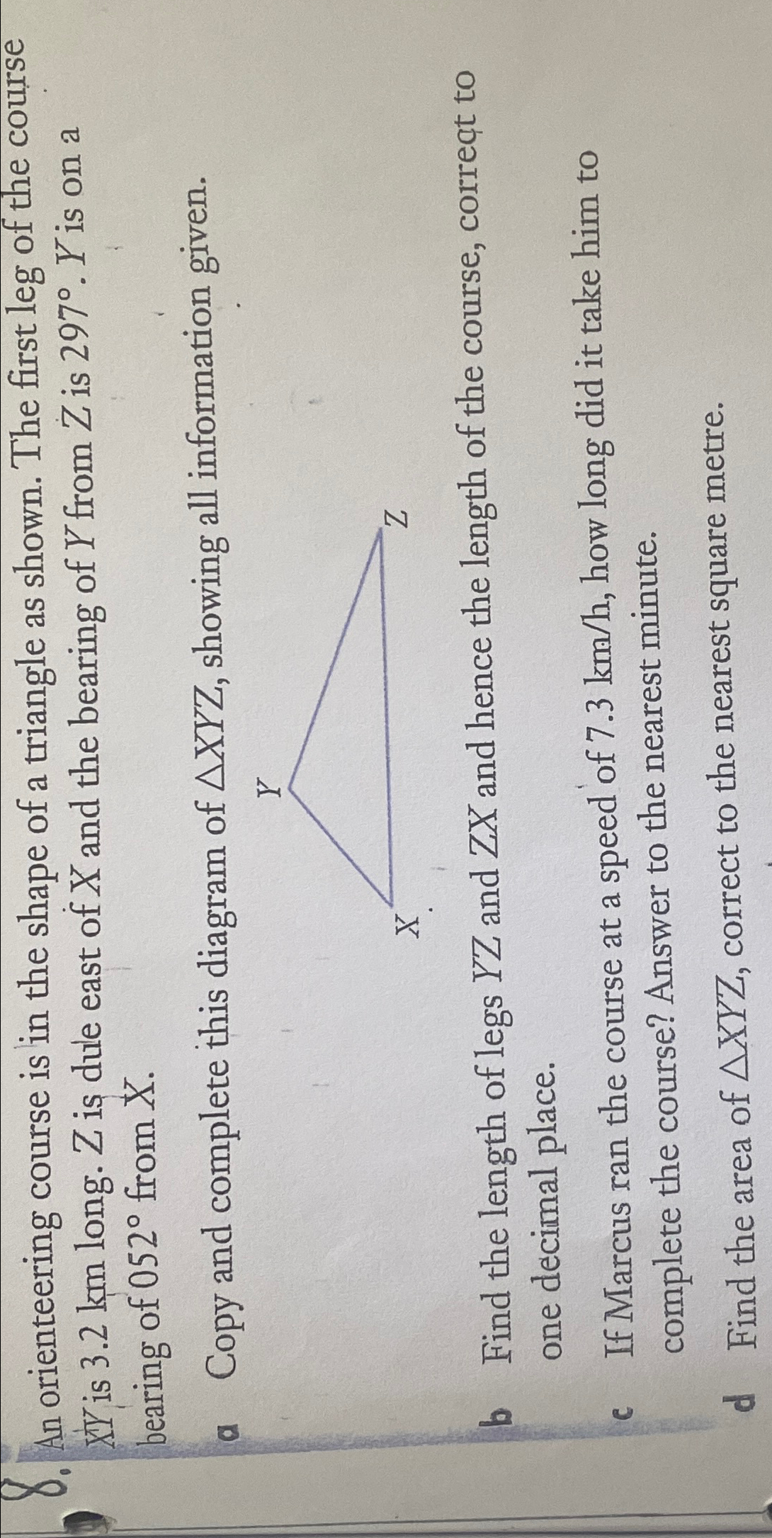 Solved An orienteering course is in the shape of a triangle | Chegg.com