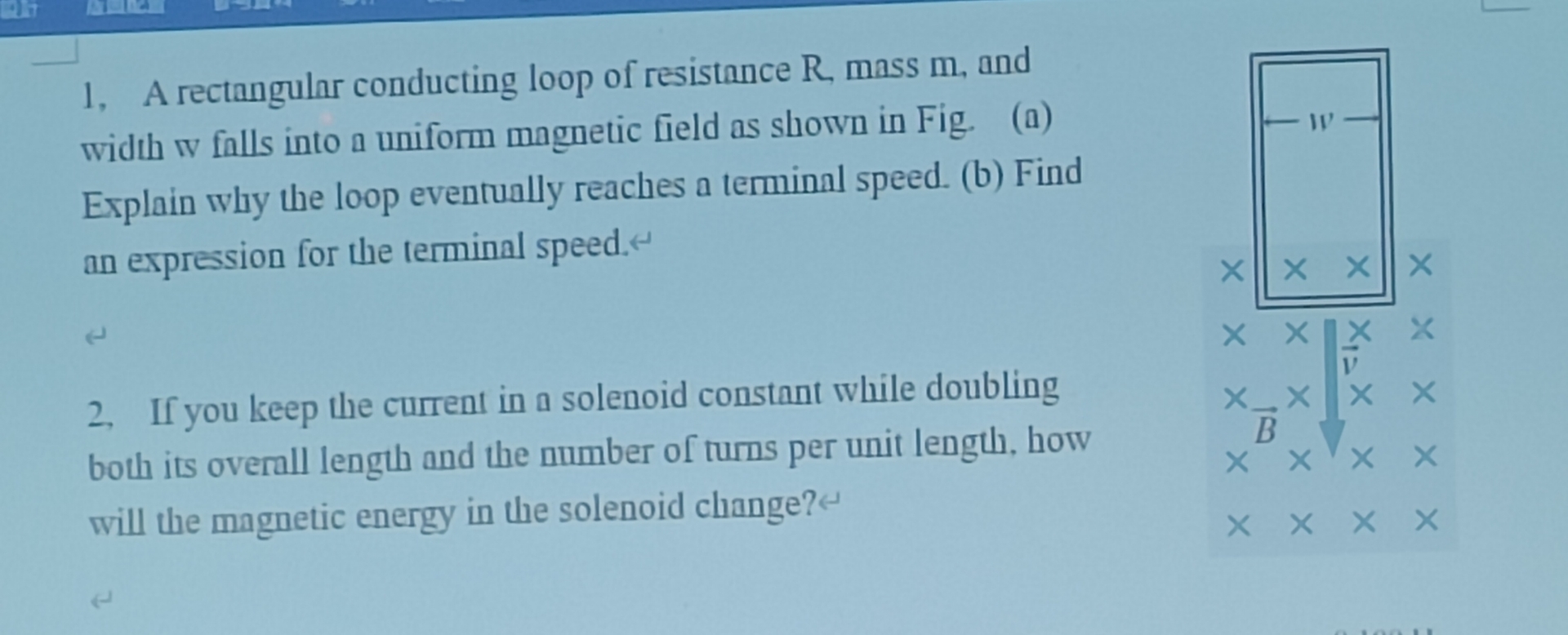 Solved A rectangular conducting loop of resistance R, ﻿mass | Chegg.com