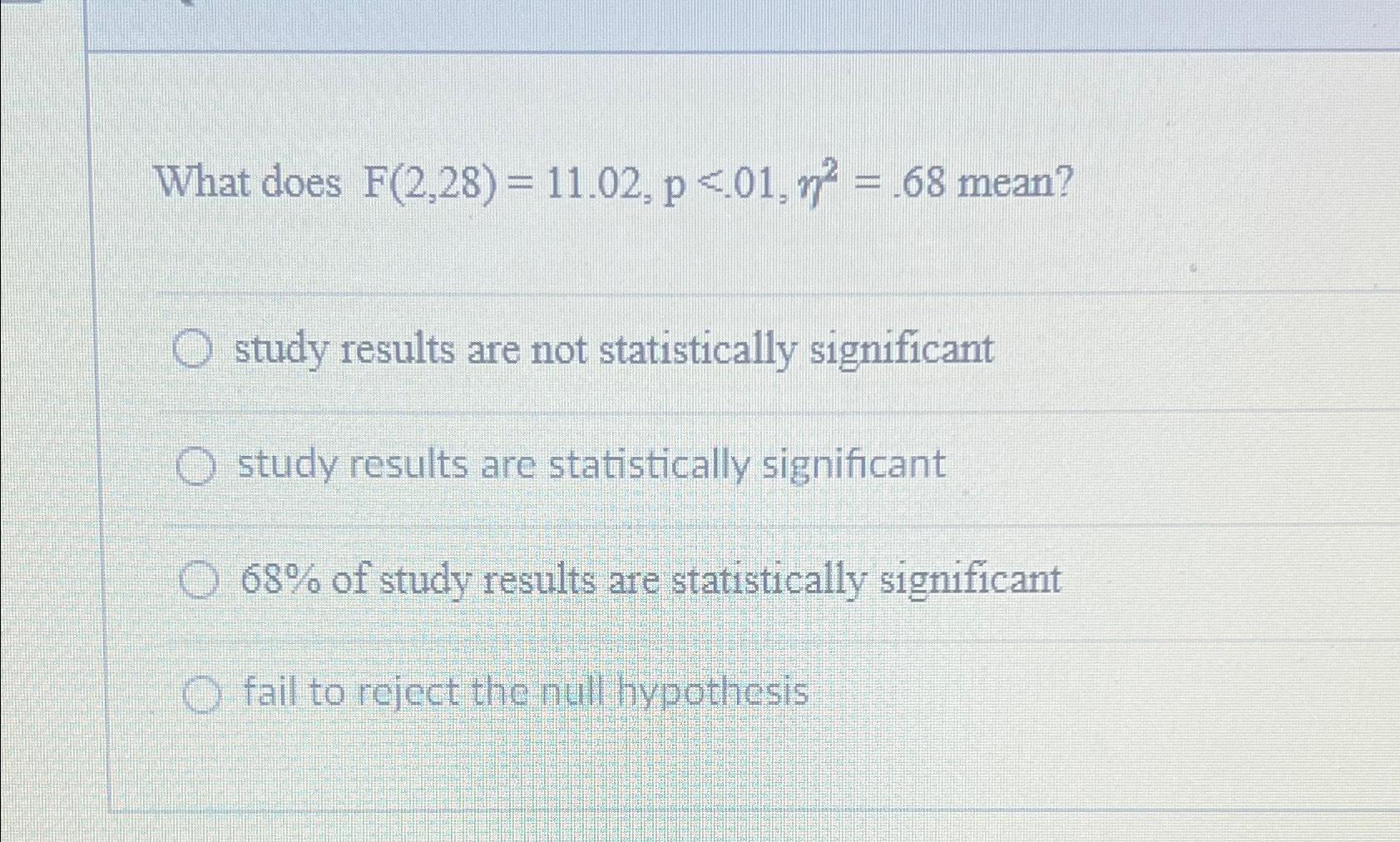Solved What does F(2,28)=11.02,p