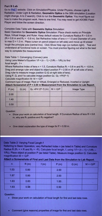 Solved: Part B Lab Go To PhET Website. Click On Simulation... | Chegg.com