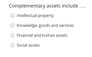 Solved Complementary assets include ....Intellectual | Chegg.com