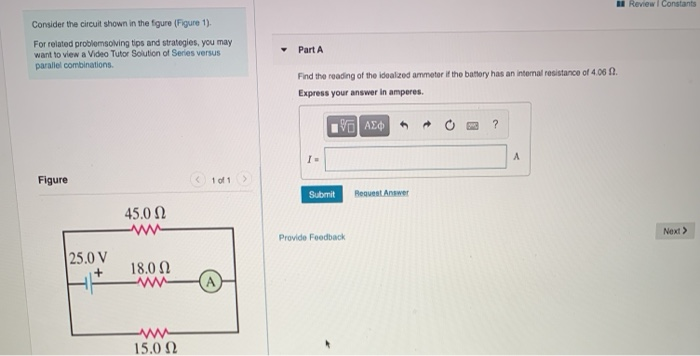 Solved 1 Review Constants Consider the circuit shown in the | Chegg.com