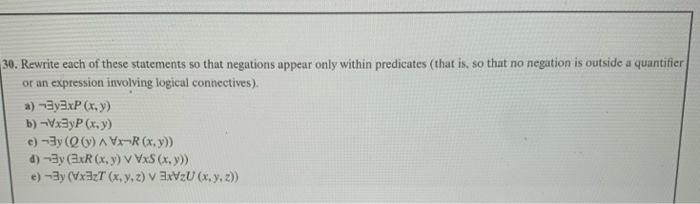 Solved 30. Rewrite each of these statements so that | Chegg.com