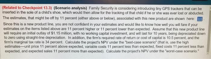Solved (Related to Checkpoint 13.3) (Scenario analysis) | Chegg.com