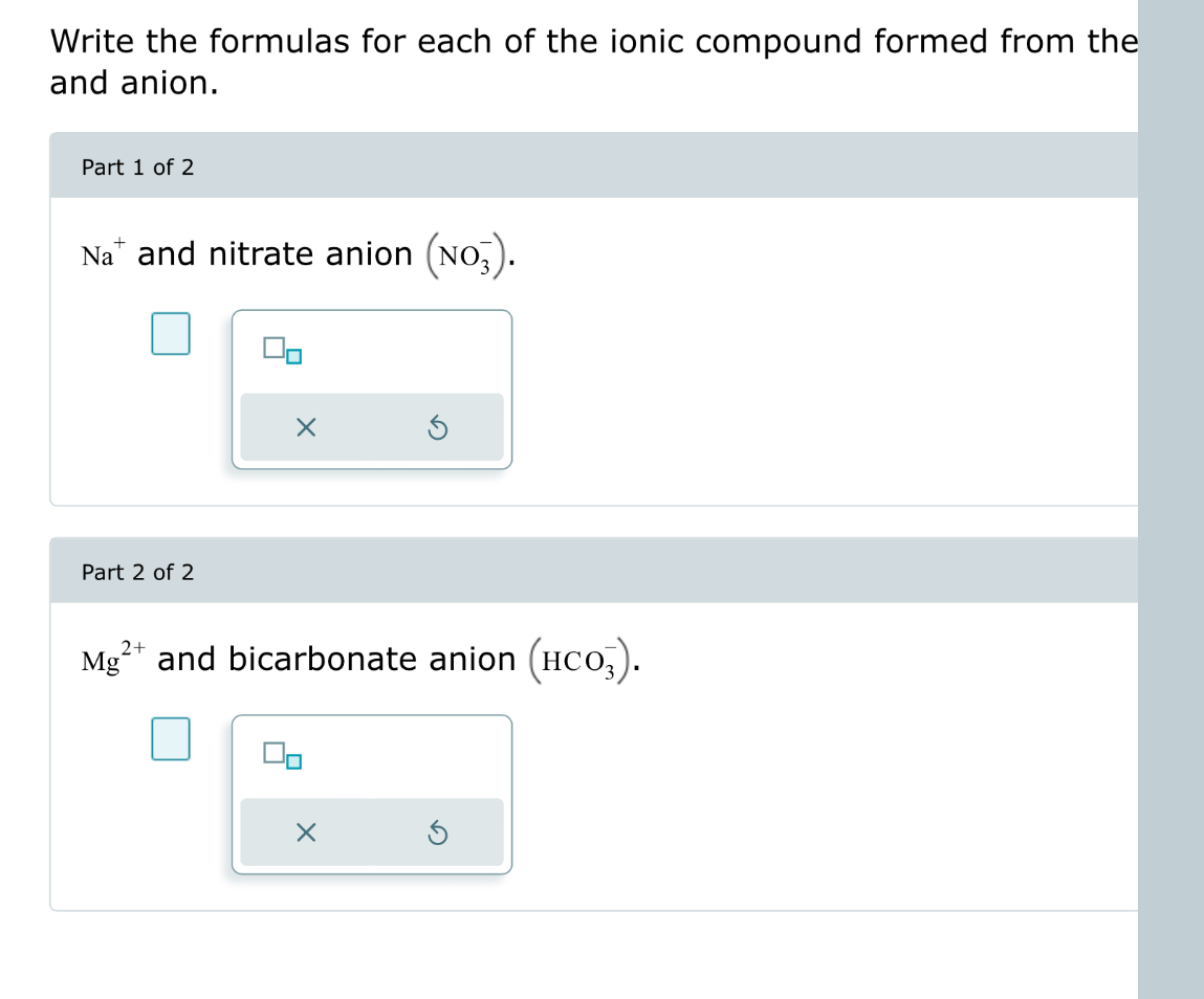 Solved Write the formulas for each of the ionic compound | Chegg.com