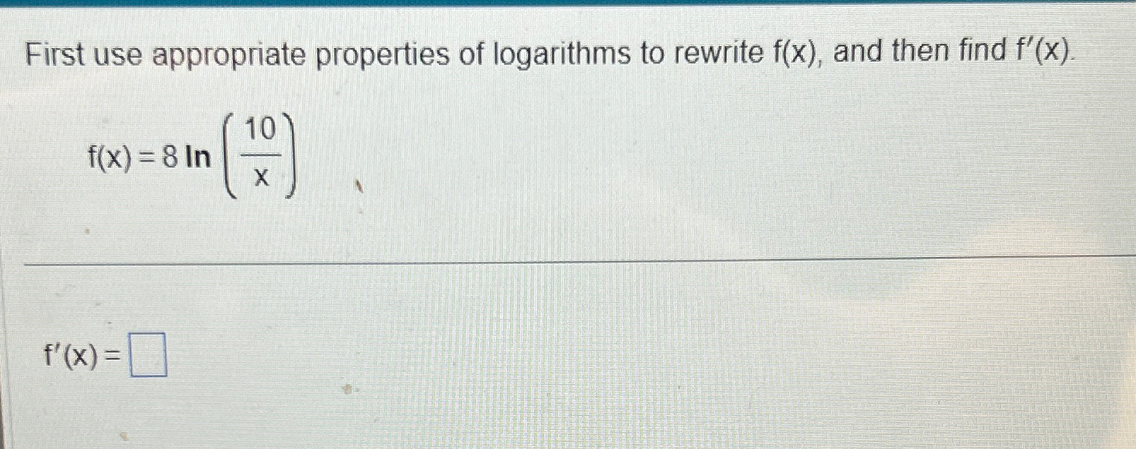 Solved First use appropriate properties of logarithms to | Chegg.com