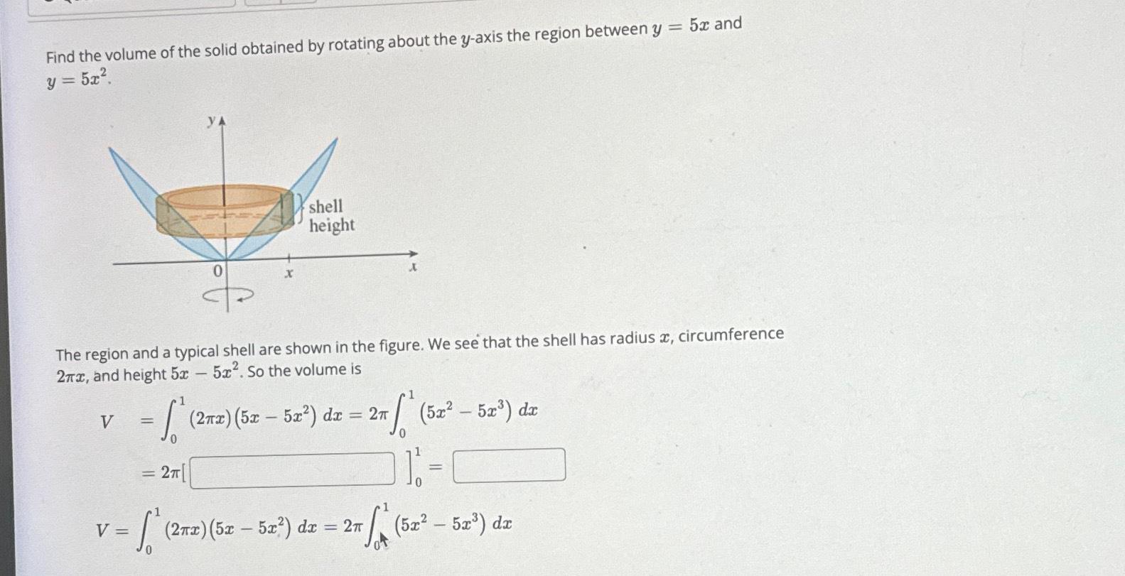 Solved Find the volume of the solid obtained by rotating | Chegg.com