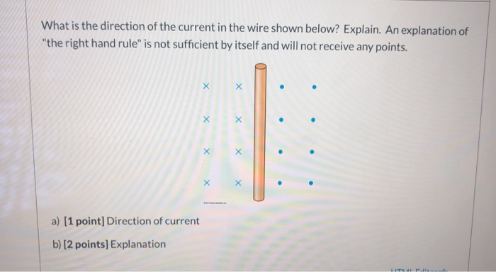 Solved What is the direction of the current in the wire | Chegg.com
