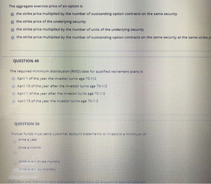 Solved The aggregate exercise price of an option is the | Chegg.com