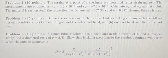 Solved Problem 2 (10 points). The strains at a point of a | Chegg.com