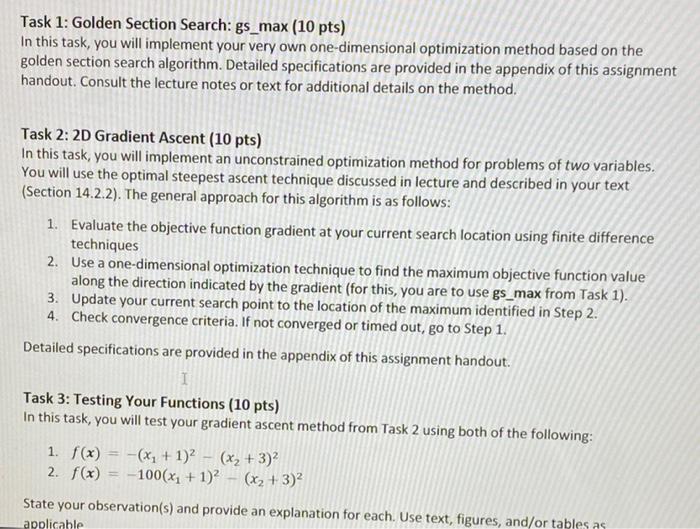 Solved Task 1: Golden Section Search: gs_max (10 pts) In | Chegg.com