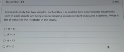 Solved Question 111 ﻿ptsA research study has two samples, | Chegg.com