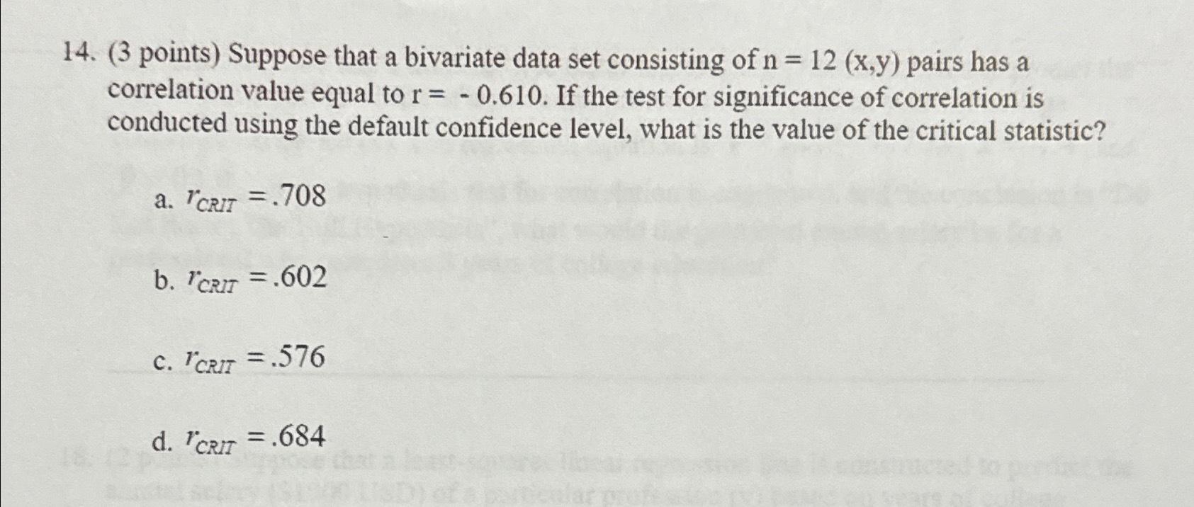Solved ( 3 ﻿points) ﻿Suppose that a bivariate data set | Chegg.com