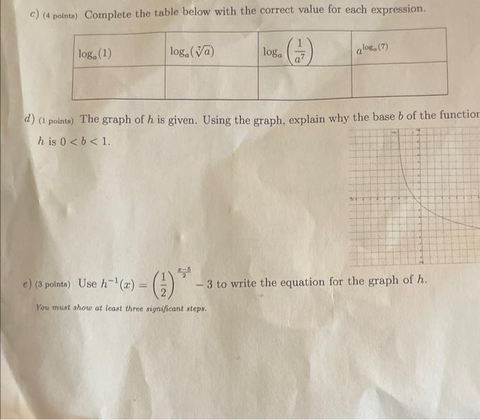 c) (4 points) Complete the table below with the | Chegg.com