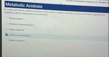 Solved Metabolic Acidosis20.5 ﻿Chambertain University LLC. | Chegg.com