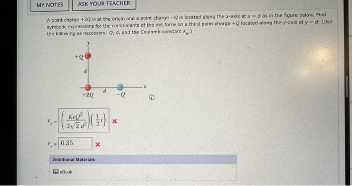 Solved A point charge +2Q is at the origin and a point | Chegg.com