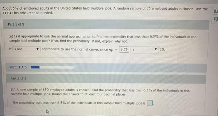 Solved About 5% of employed adults in the United States held | Chegg.com