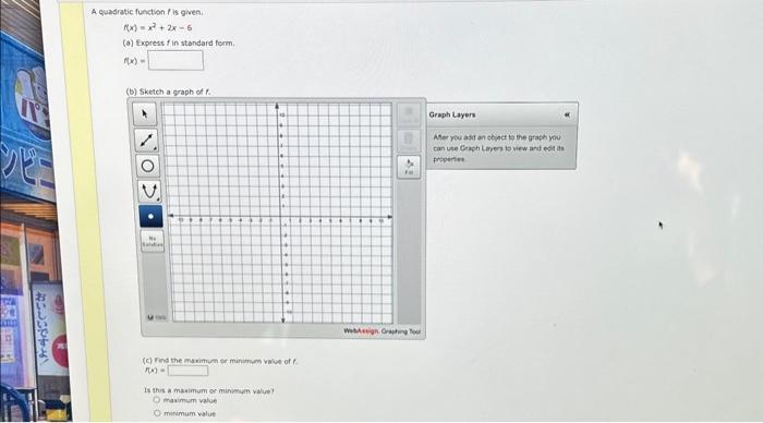 Solved A quadratic function f is given. f(x)=x2+2x−5 (a) | Chegg.com