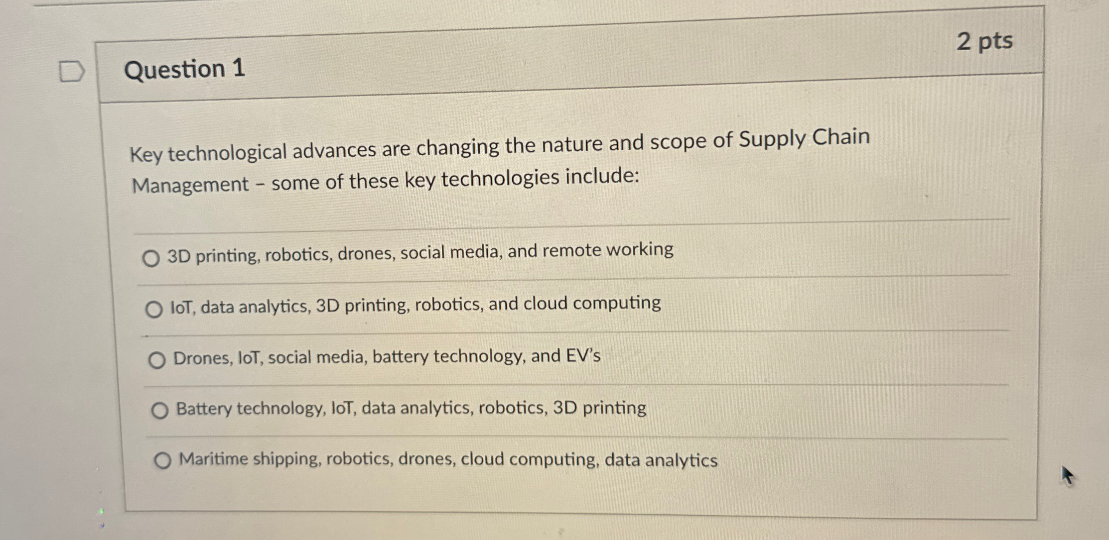 Solved Question 12ptsKey technological advances are changing | Chegg.com