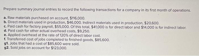 Solved prepare summary journal entries to record the | Chegg.com
