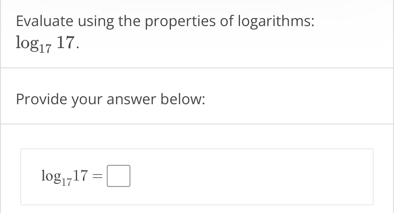 Solved Evaluate using the properties of logarithms: | Chegg.com
