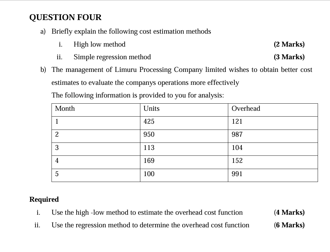 Solved QUESTION FOURa) ﻿Briefly explain the following cost | Chegg.com