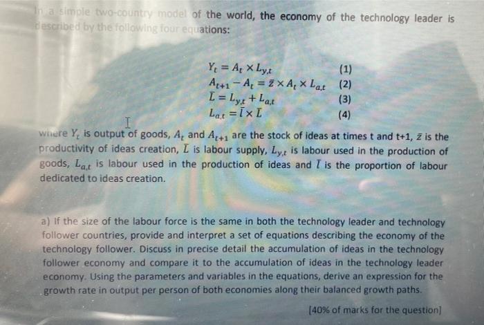 Solved In a simple two country model of the world, the | Chegg.com