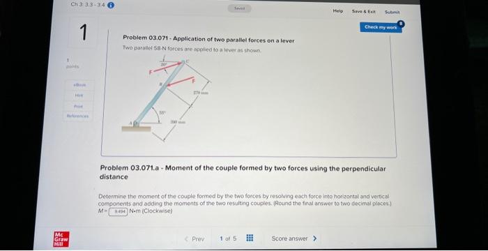 Solved Problem 03.071 - Application of two parallol forces | Chegg.com Solved Problem 03.071 - Application of two parallol forces | Chegg.com