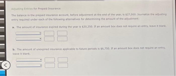 Solved Adjusting Entries for Prepaid Insurance The balance | Chegg.com