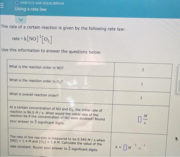 Solved The rate of a certain reaction is given by the | Chegg.com
