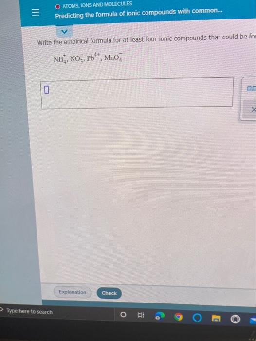 Solved III O ATOMS, IONS AND MOLECULES Predicting the | Chegg.com